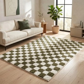 Tmavě zelený/krémový koberec 80x150 cm Grida – ESTE