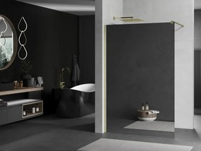 Mexen Kioto, sprchová zástěna Walk-In 140 x 200 cm, 8mm sklo vzor zrcadlo, zlatý matný profil, 800-140-101-55-50