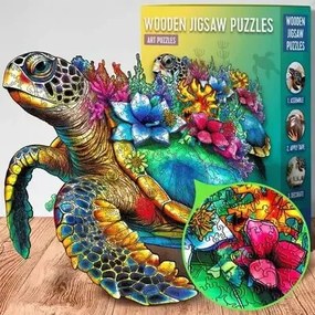 EscapeWelt Dřevěné puzzle Želva / 200 dílků /  Obtížnost: střední/ od