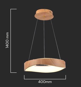 LED Solution Závěsné LED svítidlo kulaté designové s dřevěným dekorem 40cm 18W 23363