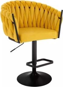 LuxuryForm DESIGN ﻿Barová židle NORDEN VELUR na černé kulaté podstavě - žlutá