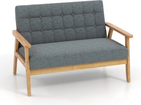 Costway 2 Sedačka čalouněná pohovka s pryžovým rámem a klasickým designem