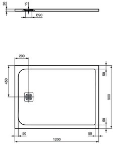 Ideal Standard Ultra Flat S - Sprchová vanička 120 x 90 cm, Černá, K8230FV