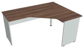 Stůl ergo levý 160*120 cm - Hobis Gate GEV 60 L Dekor stolové desky: ořech, Dekor lamino podnože: šedá, Barva nohy: stříbrná