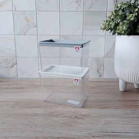 DÓZA NA SUCHÉ POTRAVINY 600 ml – nízká, průhledná | DomaLEP varianta: ŠEDÁ
