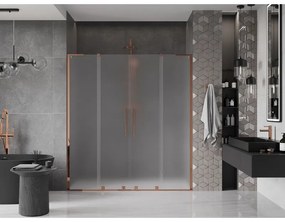 Mexen Velar L Duo, posuvné sprchové dveře do otvoru 170 cm, 8mm sklo námraza, růžové zlato, 871-170-003-32-60