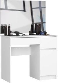 Toaletní stolek se zrcadlem P-2/SL 90x60 pravá - bílá