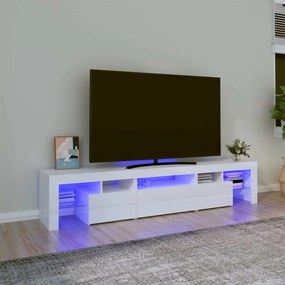 vidaXL TV skříňka s LED osvětlením 200x36,5x40 cm [3152810] Barva: bílá s vysokým leskem