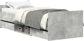 Rám postele s hlavovým a nožním čelem betonově šedý 75 x 190 cm 3203820