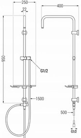 Mexen sprchový sloup T, černá, 7939399-70