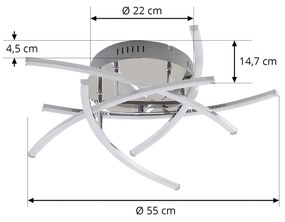 Lindby Flakira LED stropní světlo, 5 zdrojů chrom