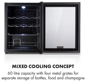Klarstein Beersafe XL Onyx, lednice na nápoje, energetická třída E, LED, kovové mřížky, skleněné dveře, černá