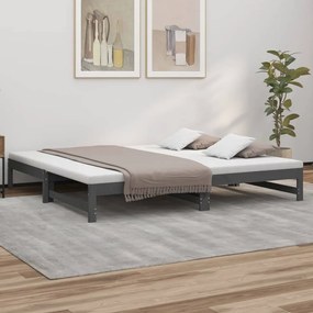 Výsuvná postel šedá 2x (80 x 200) cm masivní borovice,  823411