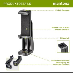 Držák mobilního telefonu mantona – 63-100 mm, 4 palců, černá (1023044)