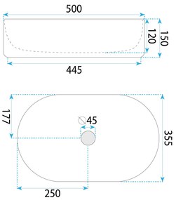 Rea Oktawia, umyvadlo na desku 490x355x150 mm, bílá lesklá, REA-U6366
