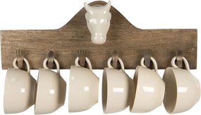 Nástěnný dřevěný věšák s hrnečky Chick Bei - 48*9*17 cm
