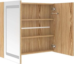 LED koupelnová skříňka se zrcadlem dub 80 x 12 x 68 cm 326515