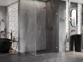 Mexen Lunar-B, pravostranný výklopný sprchový kout 100 x 90 cm, 8mm čiré sklo, profil měděná matná, 832-100-090-65-00-P