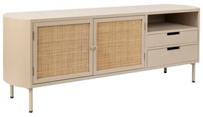 Krémový ratanový TV stolek 150x55 cm Amaya – White Label