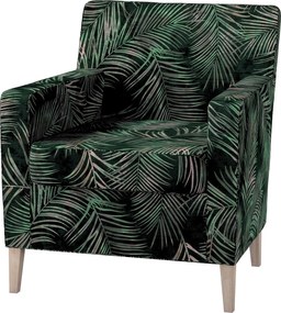 Potah na křeslo IKEA Karlstad barva zelená látka sametová, vzorované