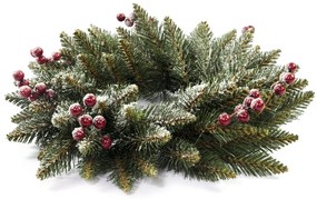 Vánoční věnec PREMIUM zasněžený s jeřabinou 40 cm