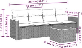 5dílná zahradní sedací souprava s poduškami šedá polyratan 3258182