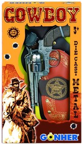Gonher Kovbojská sada kovový revolver + šerifská hvězda 12 ran