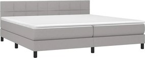 Box spring postel s matrací a LED světle šedá 200x200 cm textil 3133181