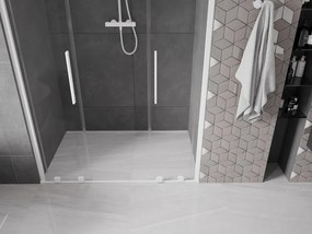 Mexen Velar L Duo, posuvné sprchové dveře do otvoru 160 cm, 8mm čiré sklo, bílá matná, 871-160-003-02-20