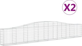 Klenuté gabionové koše 2 ks 400x30x60/80 cm pozinkované železo 3145800