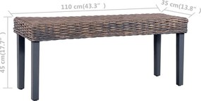 vidaXL Lavice 110 cm přírodní kubu ratan a masivní mangovník [285789] Barva: Šedá