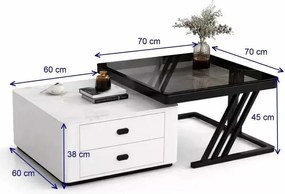 LuxuryForm DESIGN Konferenční stolek BOLT 70 × 70 / 60 × 60 cm – šedý / zlatý (set 2 ks)