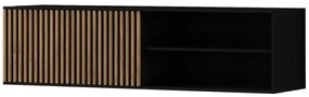 Závěsný TV stolek MEORATI 150x40 cm, černá/dub artisan