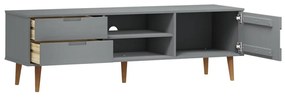 TV stolek Molde - masivní borové dřevo - 158x40x49 cm | šedý