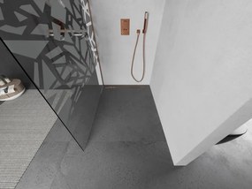 Mexen Kioto L, sprchová zástěna Walk-In 80 x 200 cm, 8mm čiré sklo bílý vzor, ​​měděný matný profil, 800-080-103-65-85