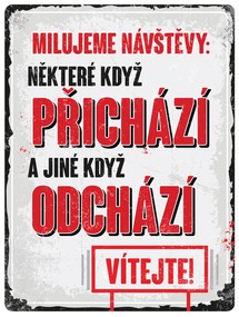 Postershop Plechová cedule: Milujeme návštěvy - 30x40 cm