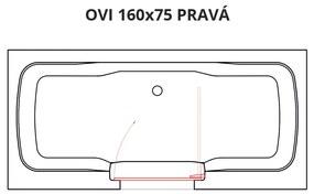 Vana s dvířky Polimat OVI 160x75 PRAVÁ s bílým čelním krycím panelem + vanový sifon automat s přepadem VABPS-ZU 70