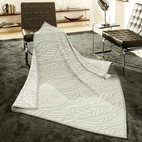 SCANquilt pléd VELURO vlnité listy zelenkavošedá střední 150 x 200 cm