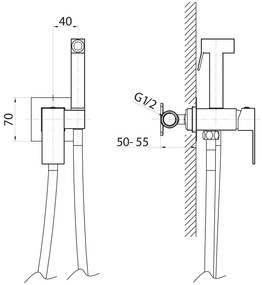 Sapho Sapho, CUBEMIX podomítková bidetová baterie se Stop sprškou, hranatá, černá mat, CM040B