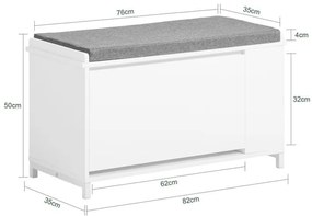 Sobuy SoBuy FSR105-W Botník s podsedákem Lavice Bílá 82x53x35 cm