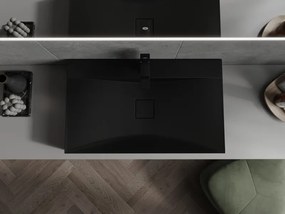 Mexen Poli, umyvadlo na desku z konglomerátu 1/O 80 x 48 cm, černá matná, 23028071