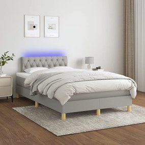 Box spring postel s matrací a LED světle šedá 120x200 cm textil,  3133941