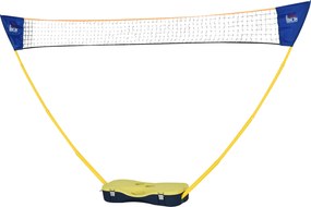 HOMCOM Badmintonový síť s stojanem, přenosný badmintonový stojan, badmintonové sítě se 4 raketami, venkovní sporty, Žlutá+Modrá, 286 x 33 x 157 cm | A