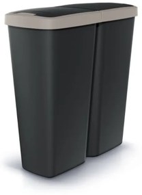 MAXIVA Odpadkový koš - COMPACTA Q DUO, černá nádoba, 50 l Barva: světle hnědá