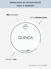 QUINOA – bílá samolepka na dózu, základní písmo, 5 cm | DomaLEP