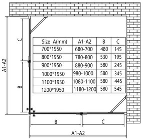 Erga Bern Double, sprchový kout s 2-křídlými dveřmi 100(dveře) x 100(dveře) x 195 cm, 6mm čiré sklo, černý profil, ERG-V02-BERN-D100D100-CL-BK