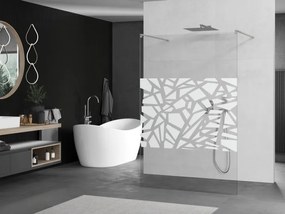 Mexen Kioto, sprchová zástěna Walk-In 120 x 200 cm, 8mm čiré sklo bílý vzor, ​​broušená ocel profil, 800-120-002-97-85