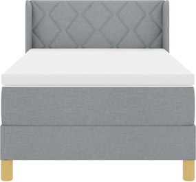 Postel s boxspringem s čelo Světle šedá 200 x 100 cm textil 3341342