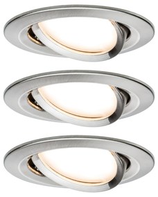 Paulmann 93878 Premium LED Slim Coin Satin, náklopná zápustná bodovka 3x6,8W LED 2700K stmívatelná, kartáčovaný kov, prům. 8,4cm