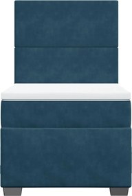 Box spring postel s matrací modrá 80 x 200 cm samet 3290760